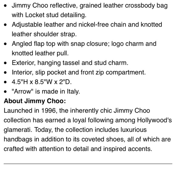 Jimmy Choo | Bags | Jimmy Choo Italy Leather Crossbody Bag | Poshmark